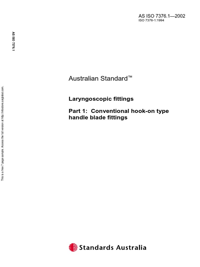 As ISO 7376.1-2002 Laryngoscopic Fittings Conventional Hook-On Type ...