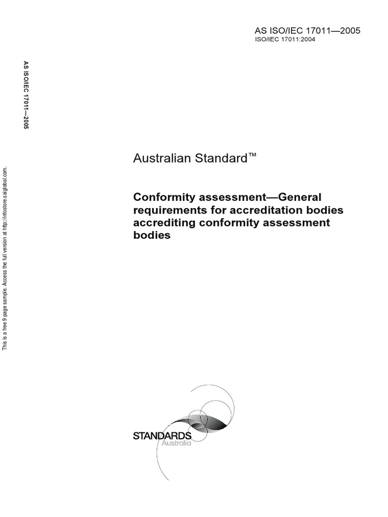 As ISO IEC 17011-2005 Conformity Assessment - General Requirements For ...