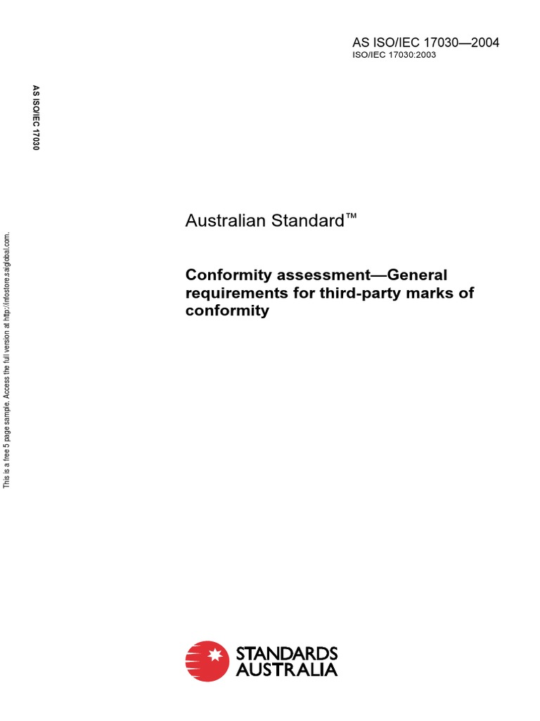 As ISO IEC 17030-2004 Conformity Assessment - General Requirements For ...