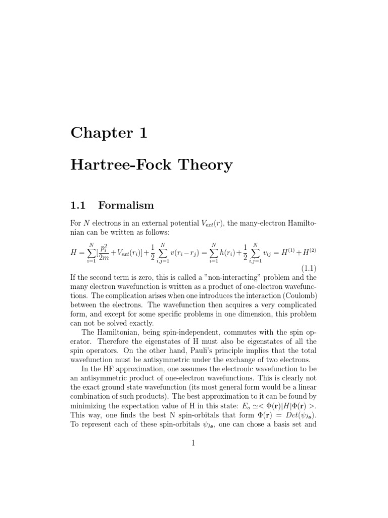 Hartree Fock Theory | PDF | Hartree–Fock Method | Atomic
