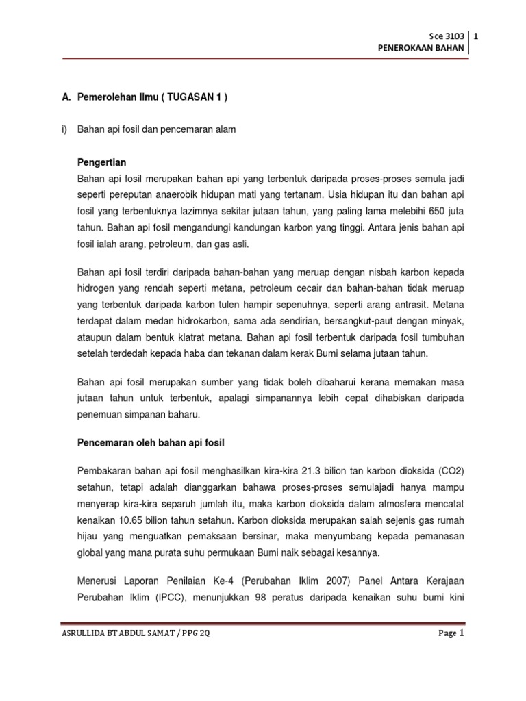Bahan API Fosil Dan Pencemaran Alam | PDF