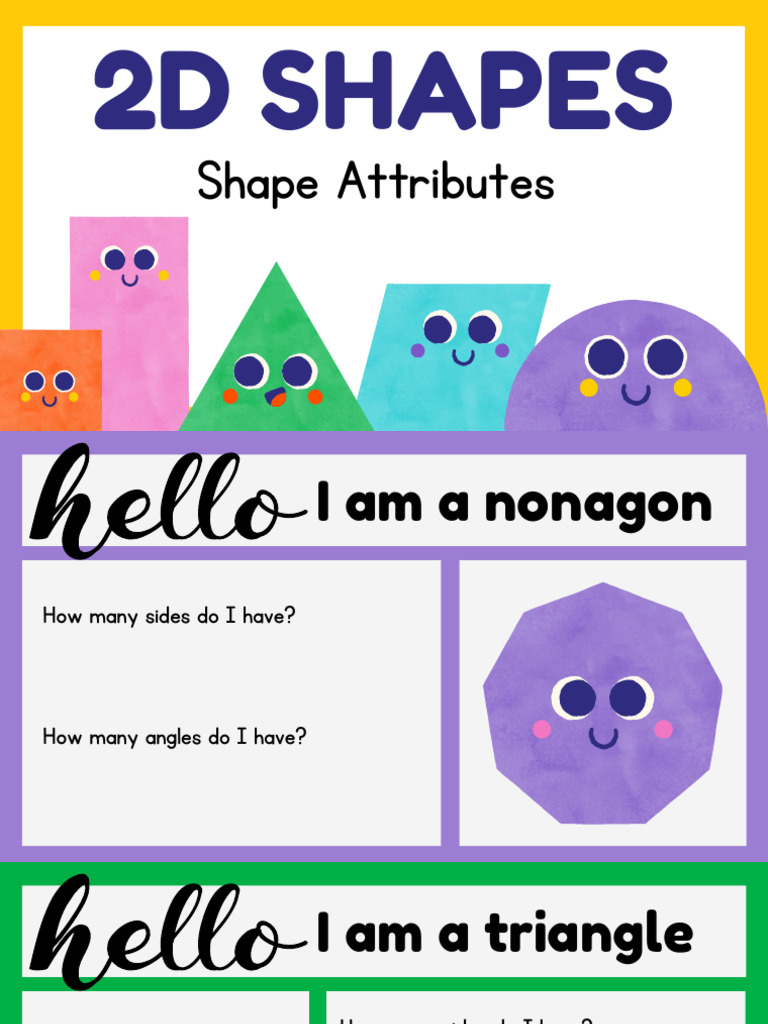 Colorful 2D Shape Attributes Mathematics Presentation | PDF
