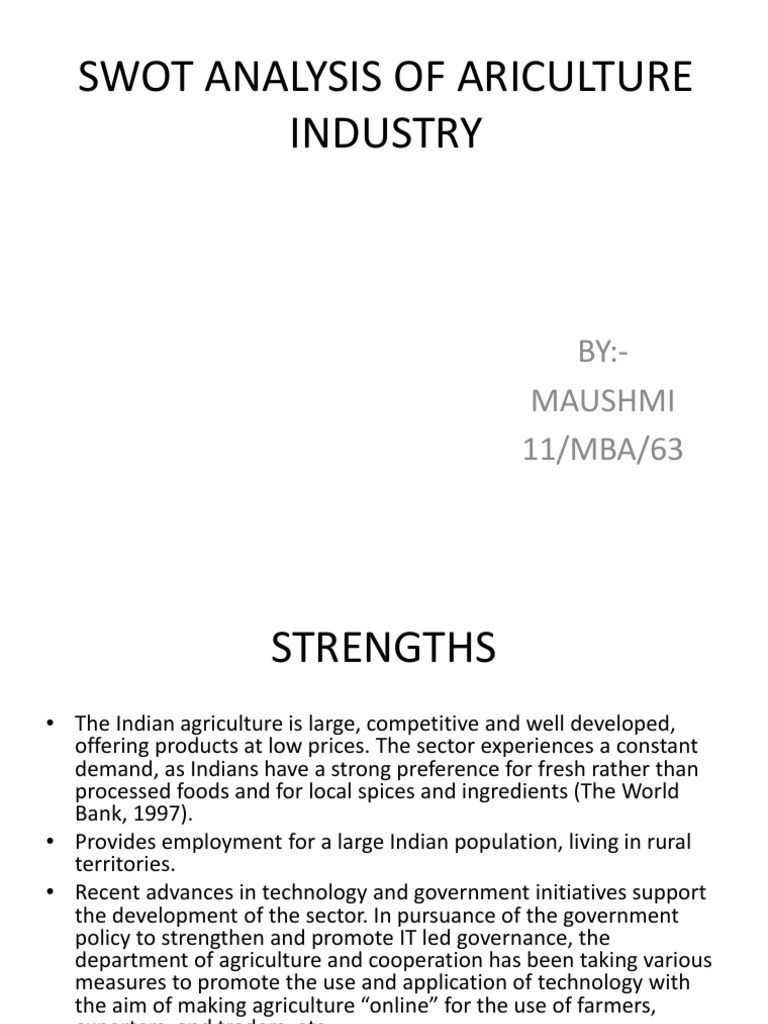 Swot Analysis of Ariculture Industry | Agriculture | Foods