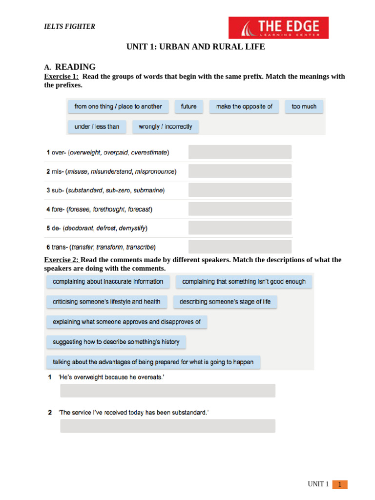 Unit 1 Student | PDF | International English Language Testing System