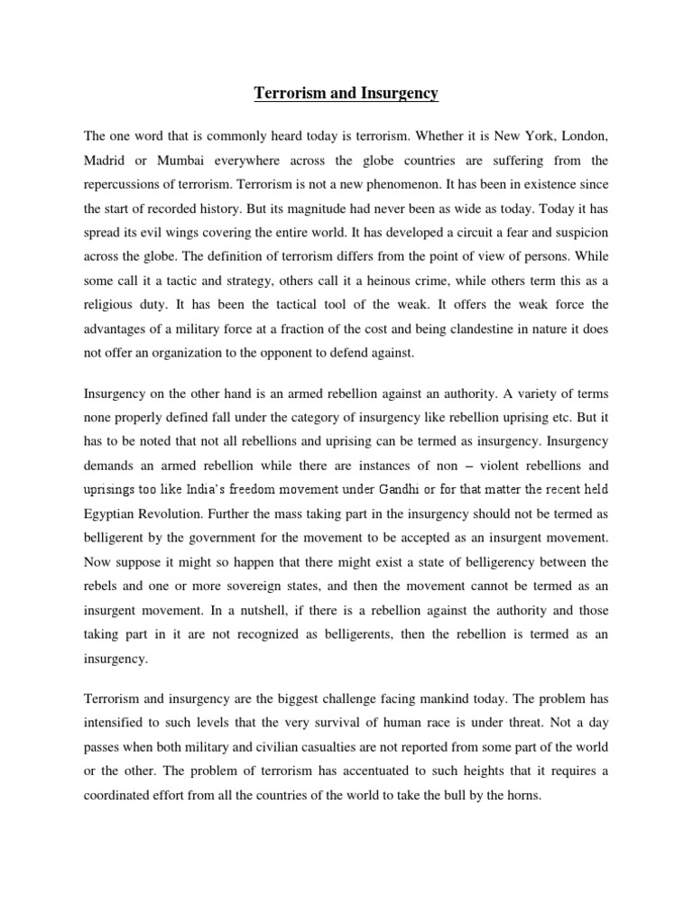 Terrorism and Insurgency | PDF | Insurgency | National Security