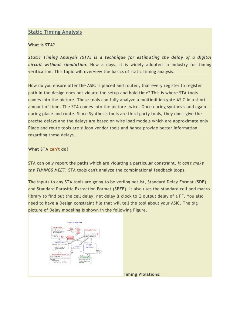 Static Timing Analysis: What Is STA? | PDF | Electronic Circuits ...