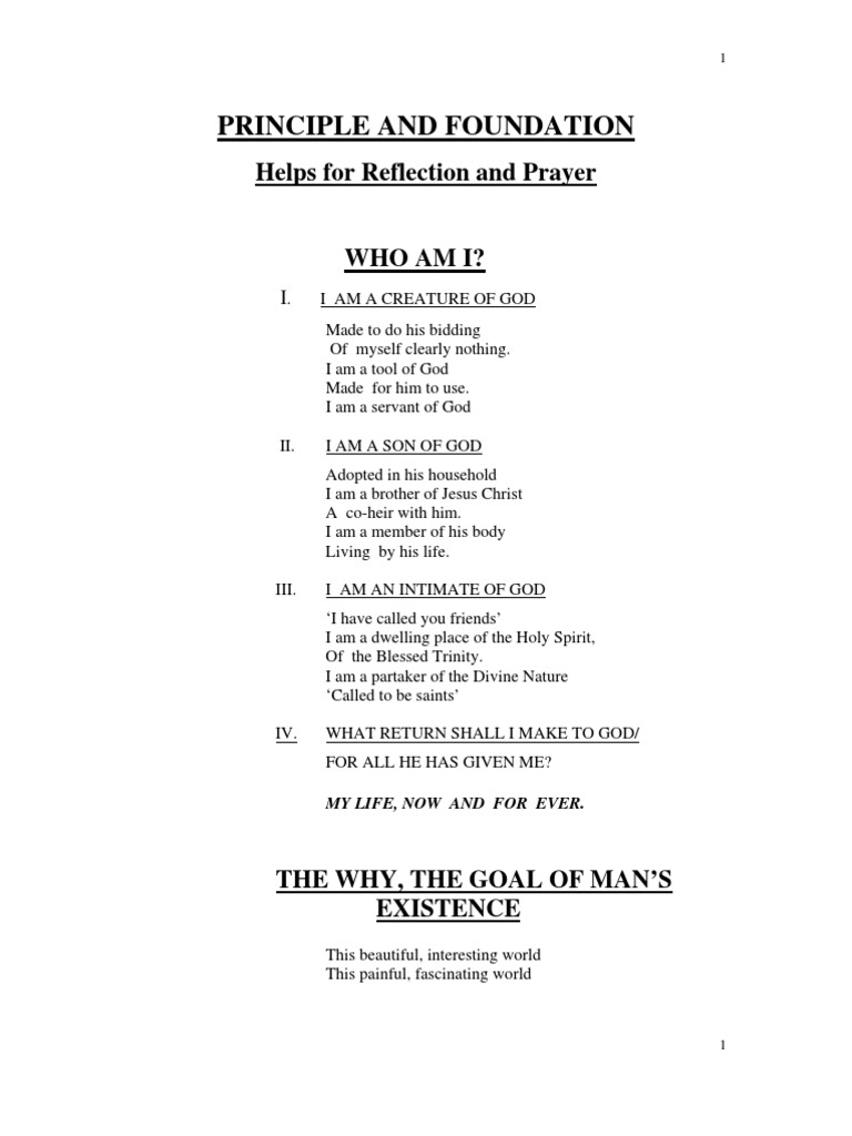 Principle and Foundation Helpful Quotes | PDF | Trinity | Prayer
