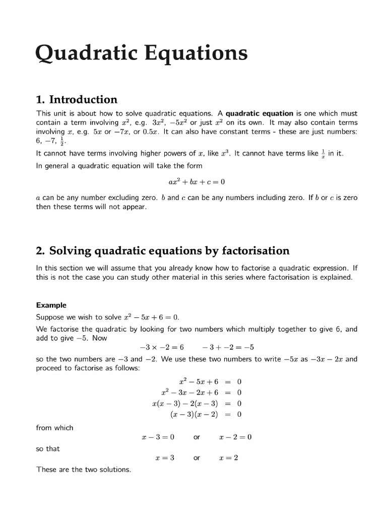 Quadratic Equations (1) | PDF