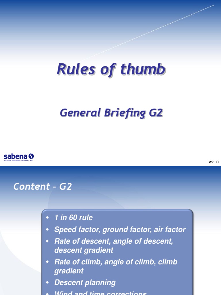 G2 - Rules of Thumb | PDF | Aviation | Aerospace Engineering