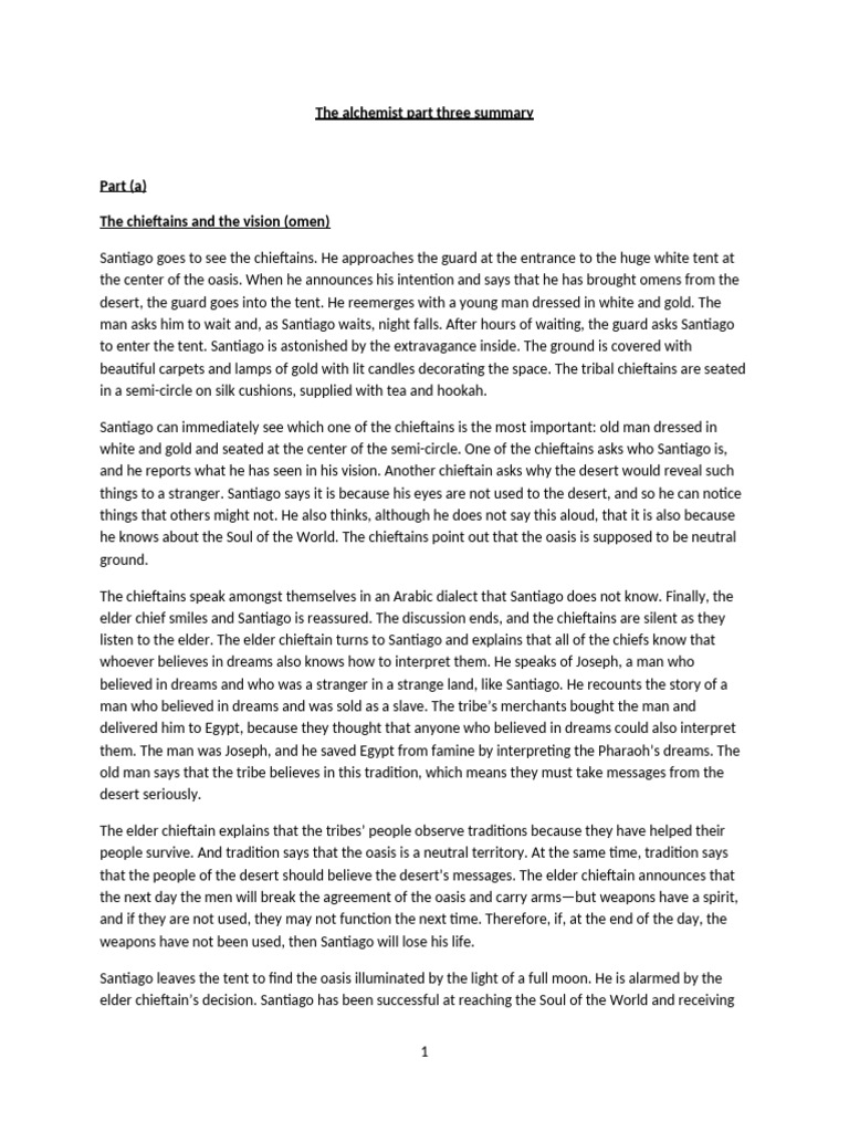 Alchemist Part Three Summary | PDF