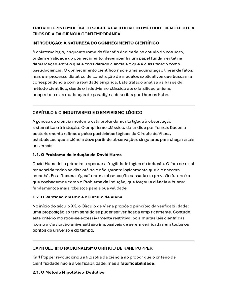 Tratado Epistemológico Sobre a Evolução Do Método Científico e a ...
