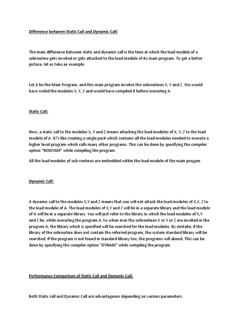 Static Call Vs Dynamic Call Pdf Library Computing Subroutine 7252