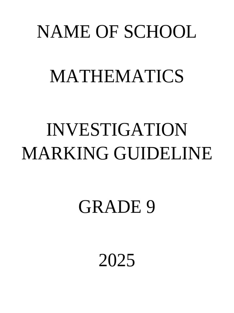 Factorisation - Investigation (Grade 9) - Marking Guideline | PDF ...