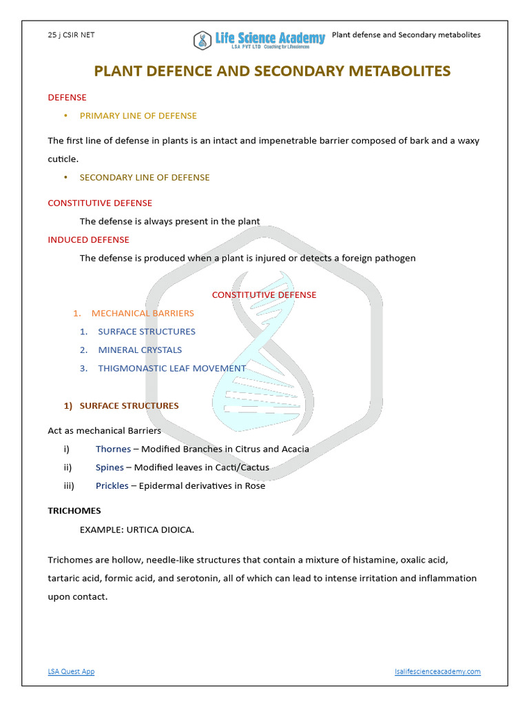 Plant Defense I and II | PDF | Immune System | Biochemical Cascade