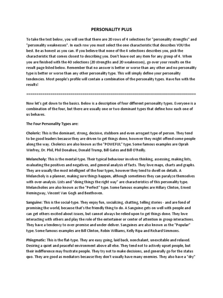 Personality Plus | PDF
