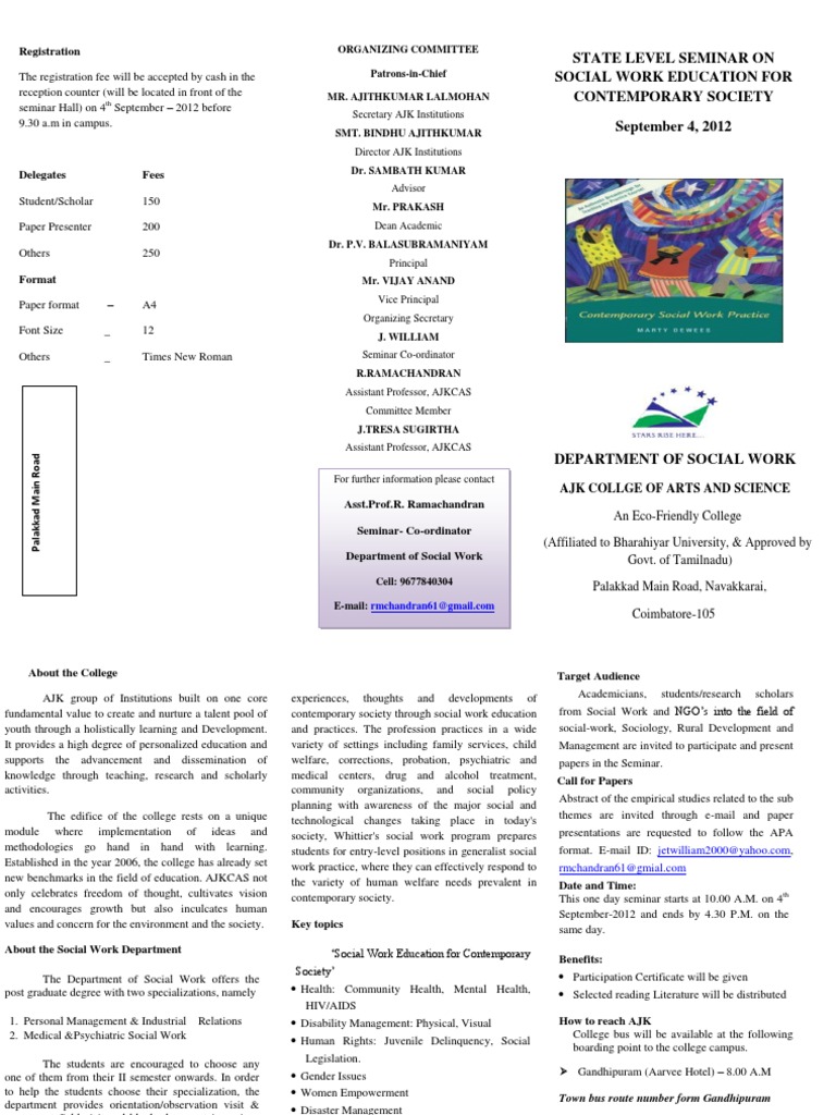 National Seminar Brochure | Social Work | Non Governmental Organization ...