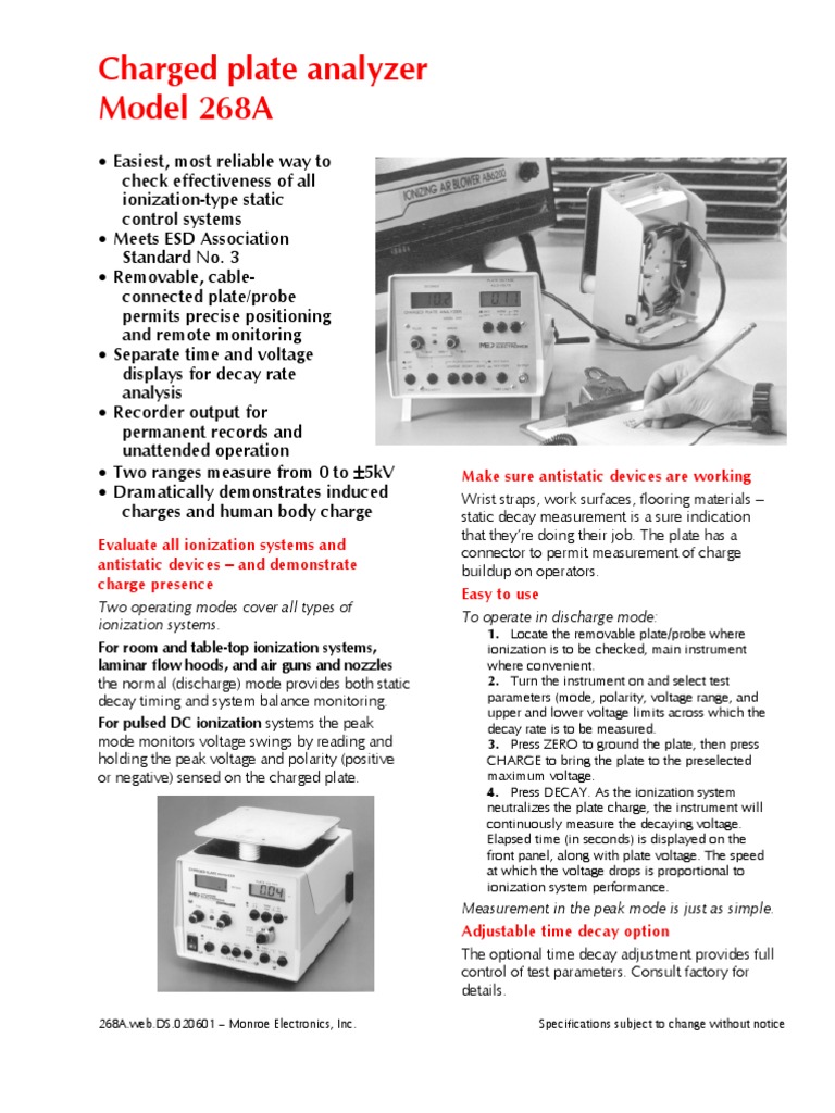 Model 268A Charged Plate Analyzer | PDF | Voltage | Electromagnetism