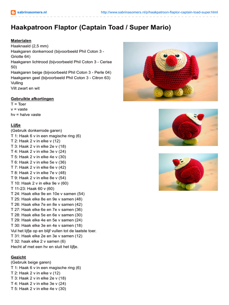 Sabrinasomers.nl-haakpatroon Super Mario Flaptor | PDF