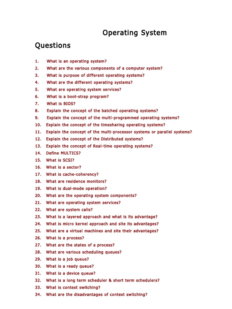 Operating System Questions Pdf Thread Computing Process Computing 