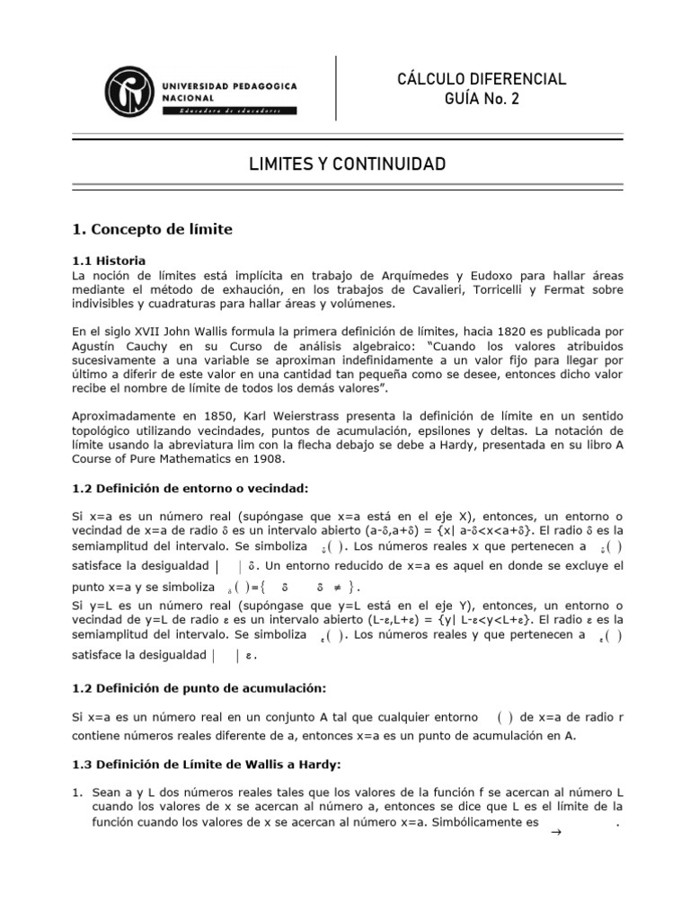 Guia2_Limites Continuidad | PDF | Límite (Matemáticas) | Secuencia