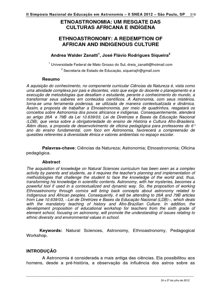 Etnoastronomia Um Resgate Das Culturas Africanas Em Indigenas - 2012 ...