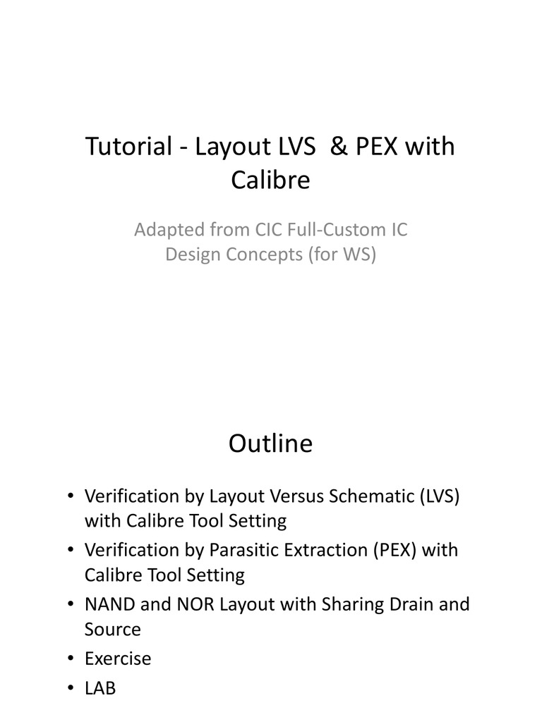 Tutorial - Layout LVS & PEX With Calibre | PDF | Spice | Digital Technology