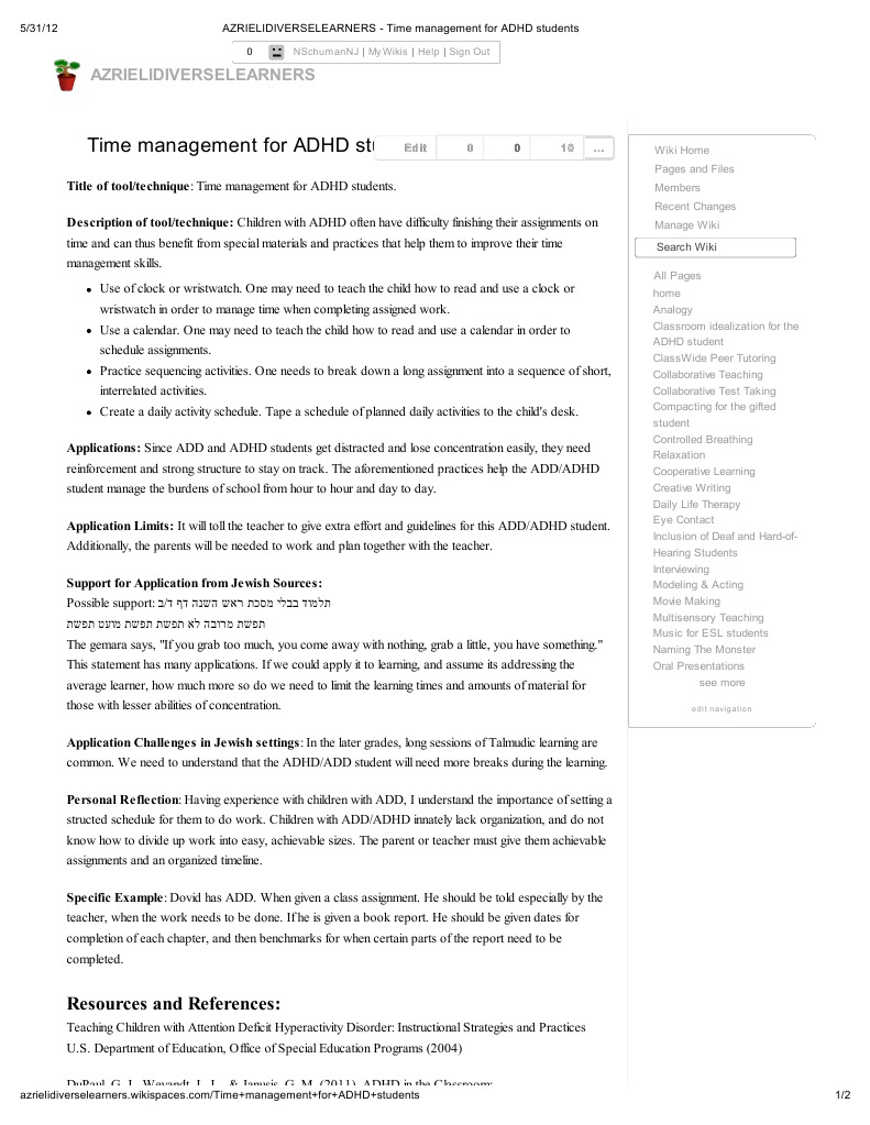 Time Management For Adhd Students | PDF | Attention Deficit ...