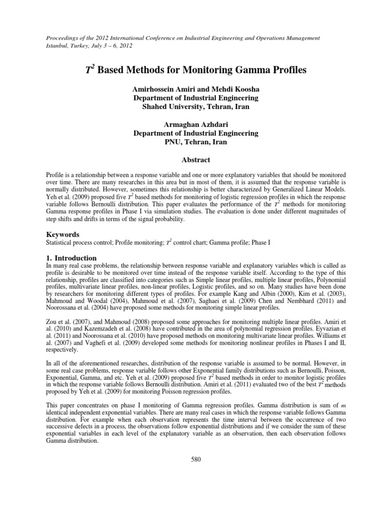 Based Methods For Monitoring Gamma Profiles | PDF | Regression Analysis | Dependent And ...