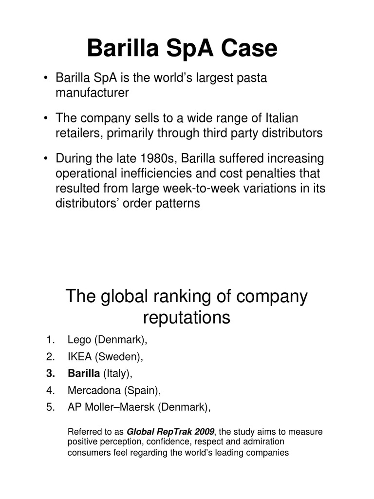 Barilla SpA Case Slides | PDF | Inventory | Logistics