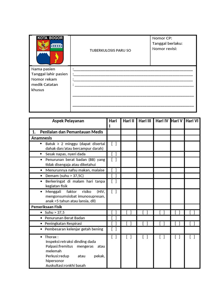Clinical Pathway - Tuberkulosis Paru SO | PDF
