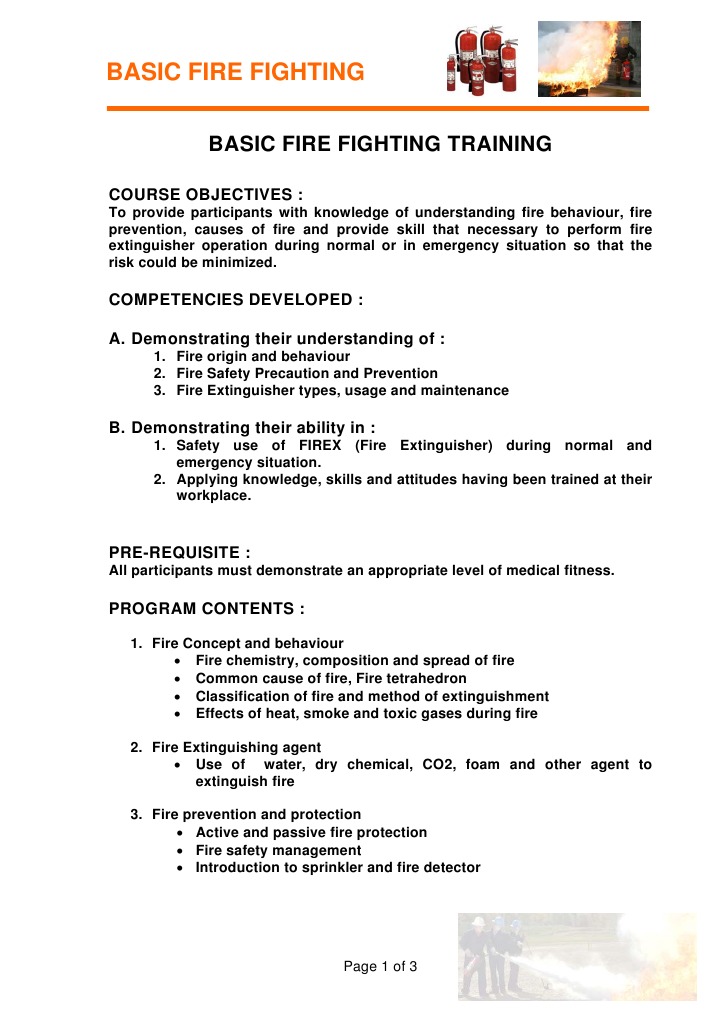 Course Sylabus-Basic Fire Fighting | PDF | Fires | Firefighting