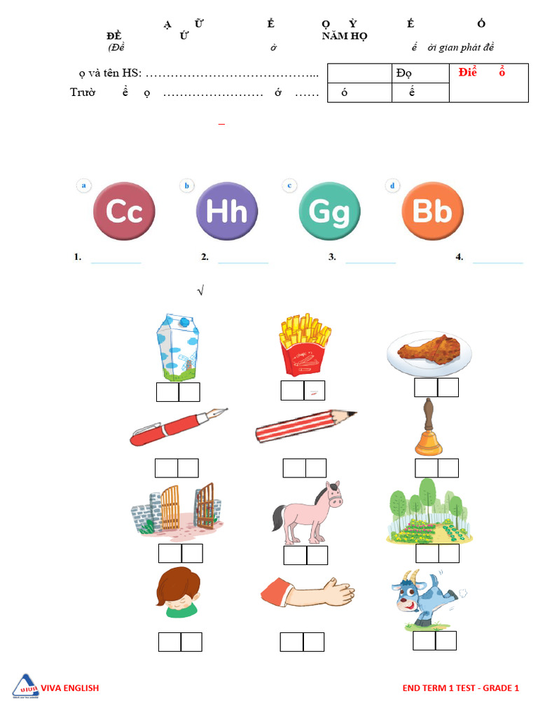 Grade 1 - Semester 1 Test Global Success | PDF