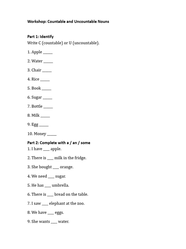Countable and Uncountable Workshop.docx | PDF