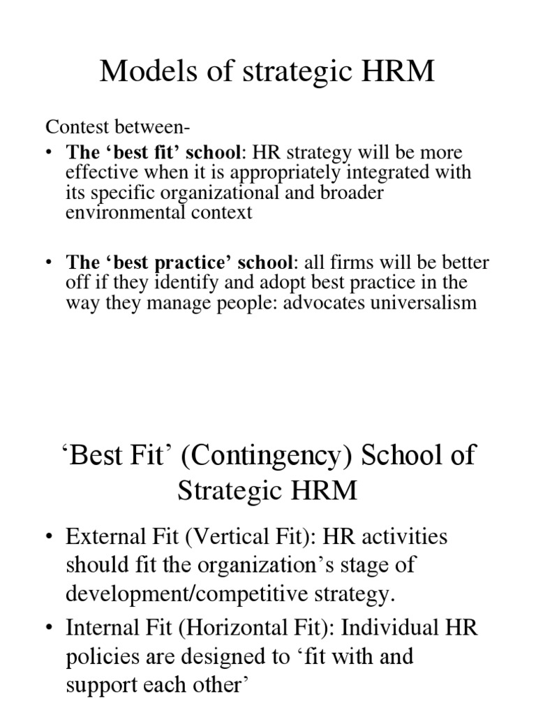 Best Practice and Best Fit | Strategic Management