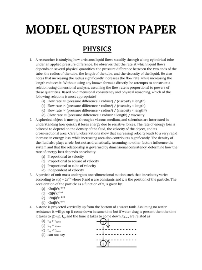 NEET Model Question Paper For 2026 Based On 2025 Paper | PDF ...