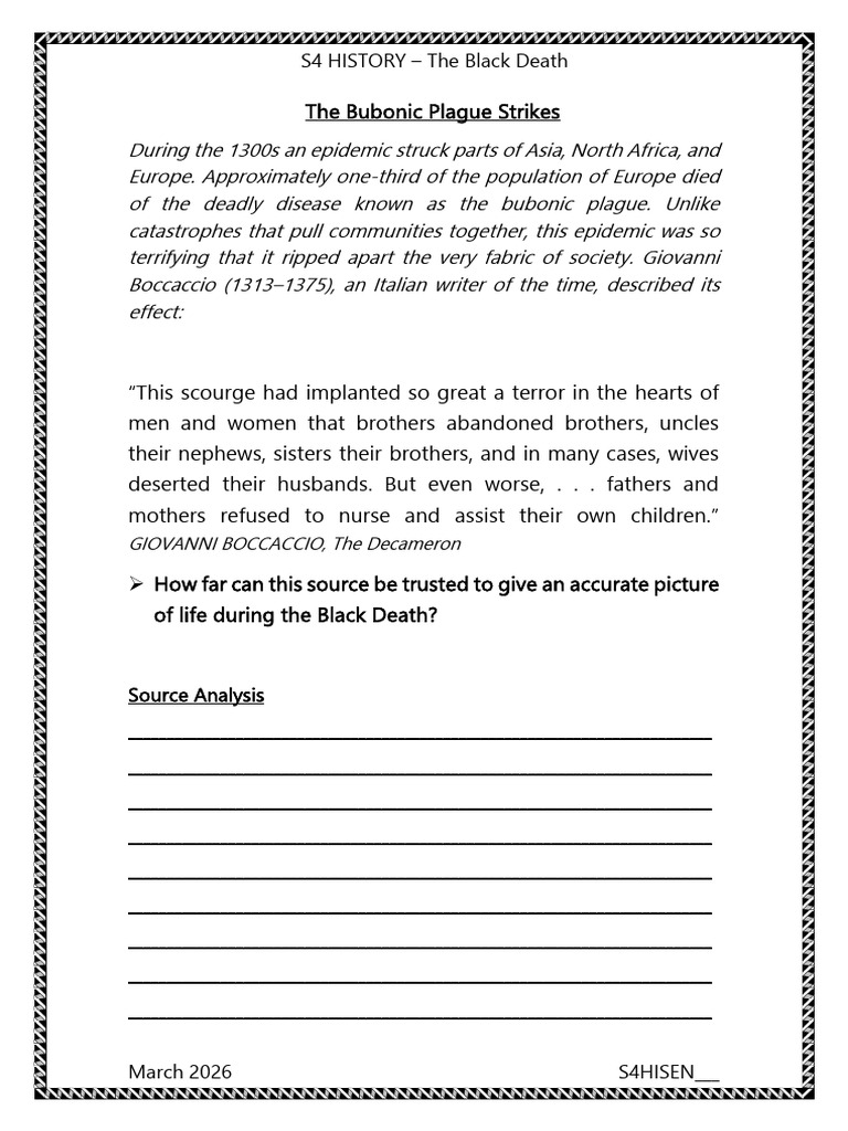 The Bubonic Plague Strikes_S4HISEN_2026-1 | PDF | Black Death | Public ...