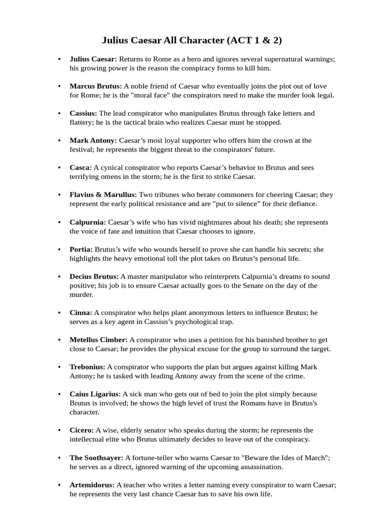 Julius Caesar All Character | PDF