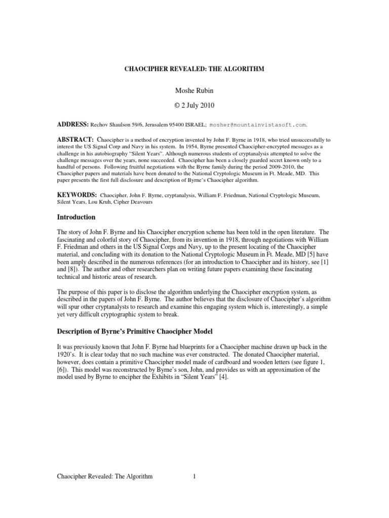 Chaocipher Revealed Algorithm | PDF