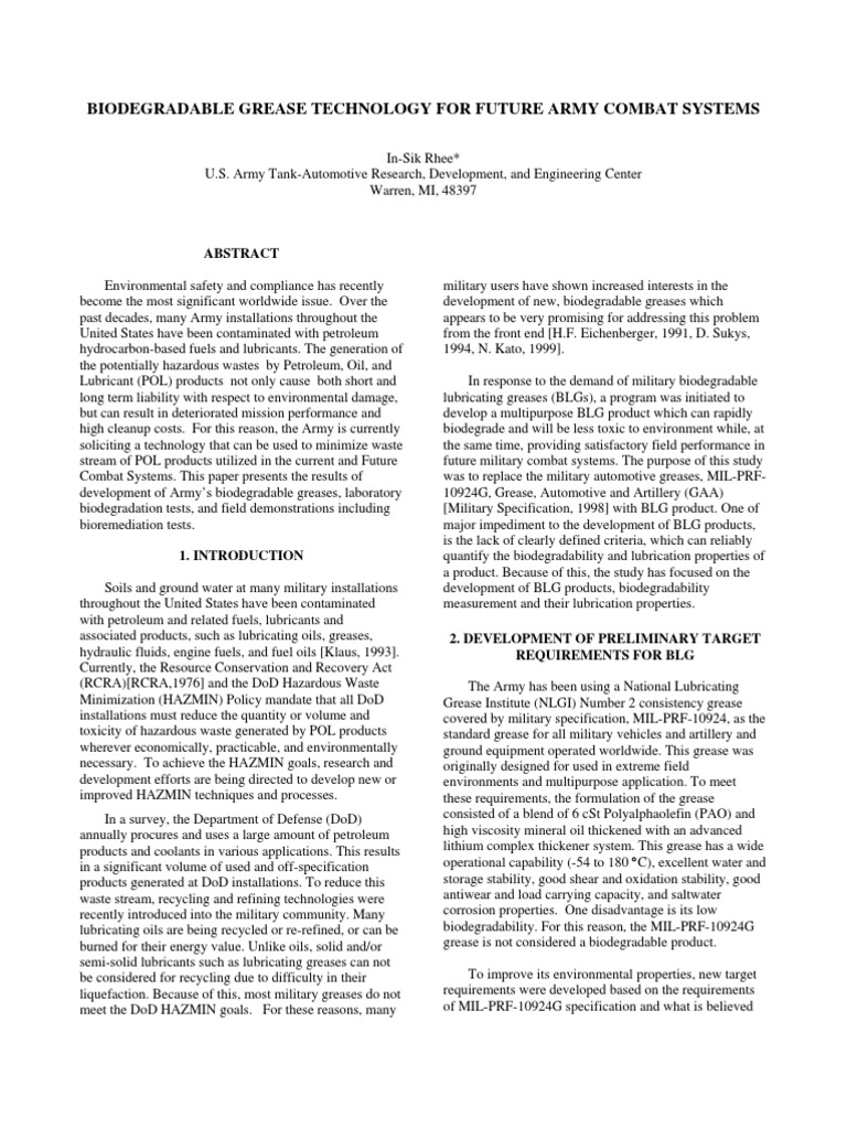 Biodegradable Grease | PDF | Motor Oil | Petroleum