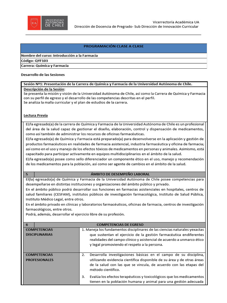 Qyf103+Clase+a+Clase+Introducci%c3%93n+a+La+Farmacia | PDF | Farmacia ...