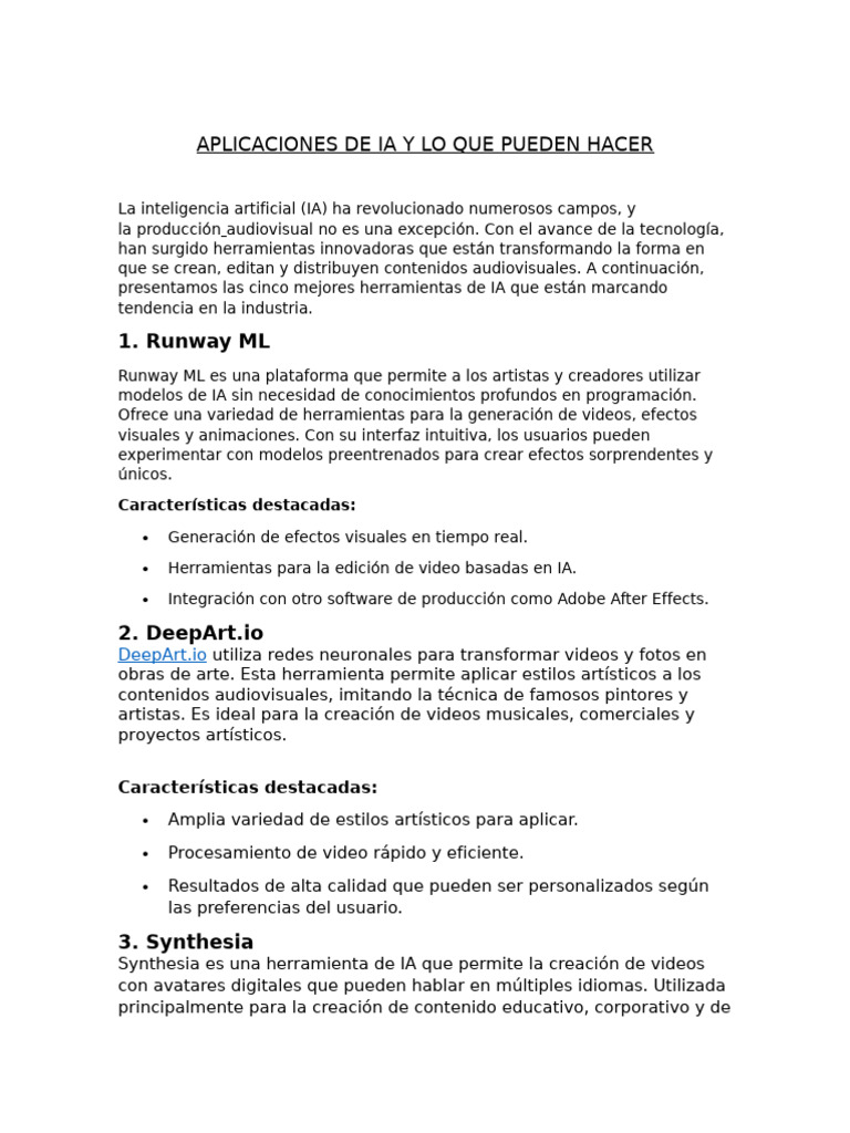 Aplicaciones de La IA | PDF | Inteligencia artificial | Inteligencia ...