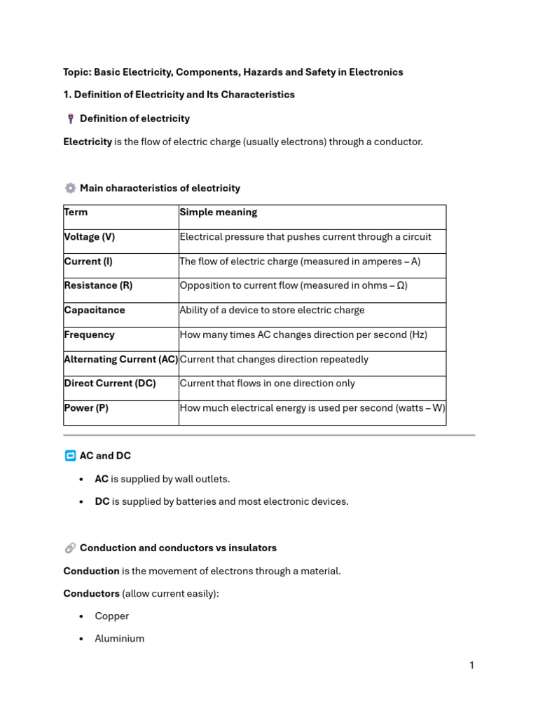 Unit 1 - General Safety Principles | PDF | Electric Current ...