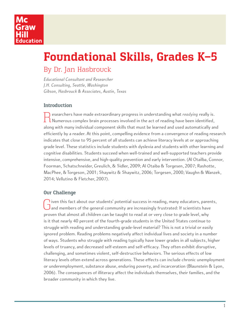 Foundational Skills Grades k 5 | PDF