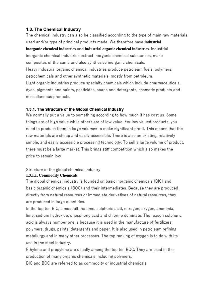 Introduction To Industrial Chem Notes 1 | PDF | Chemical Industry ...