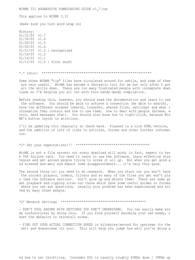 Winmx 331 Aggressive Downloading Guide v1 - 7 ( (A Must Have) ) | PDF ...