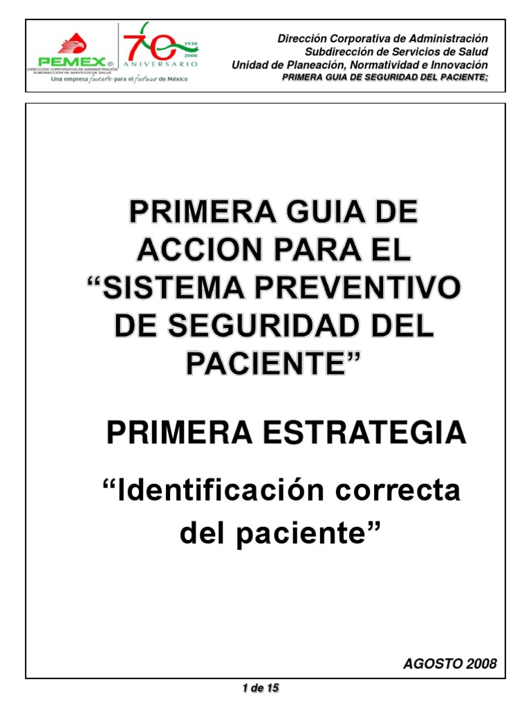 Directrices para la identificación correcta del paciente y la mejora de ...
