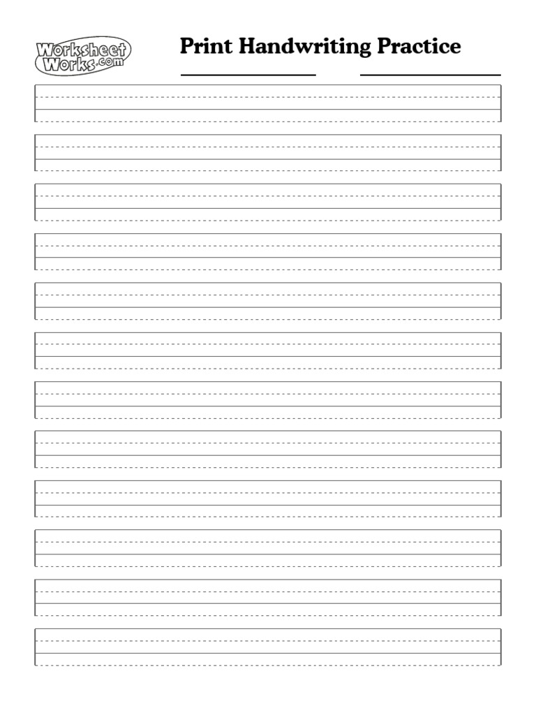 WorksheetWorks Print Handwriting Practice 1 | PDF