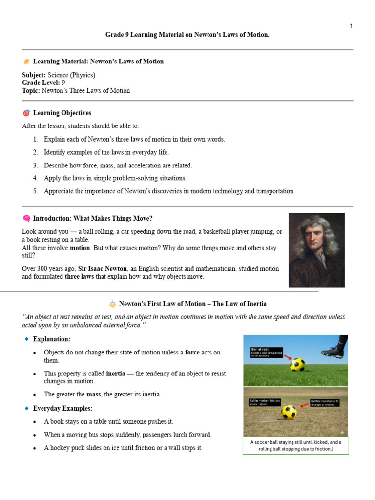 Newtons Law | PDF | Force | Friction