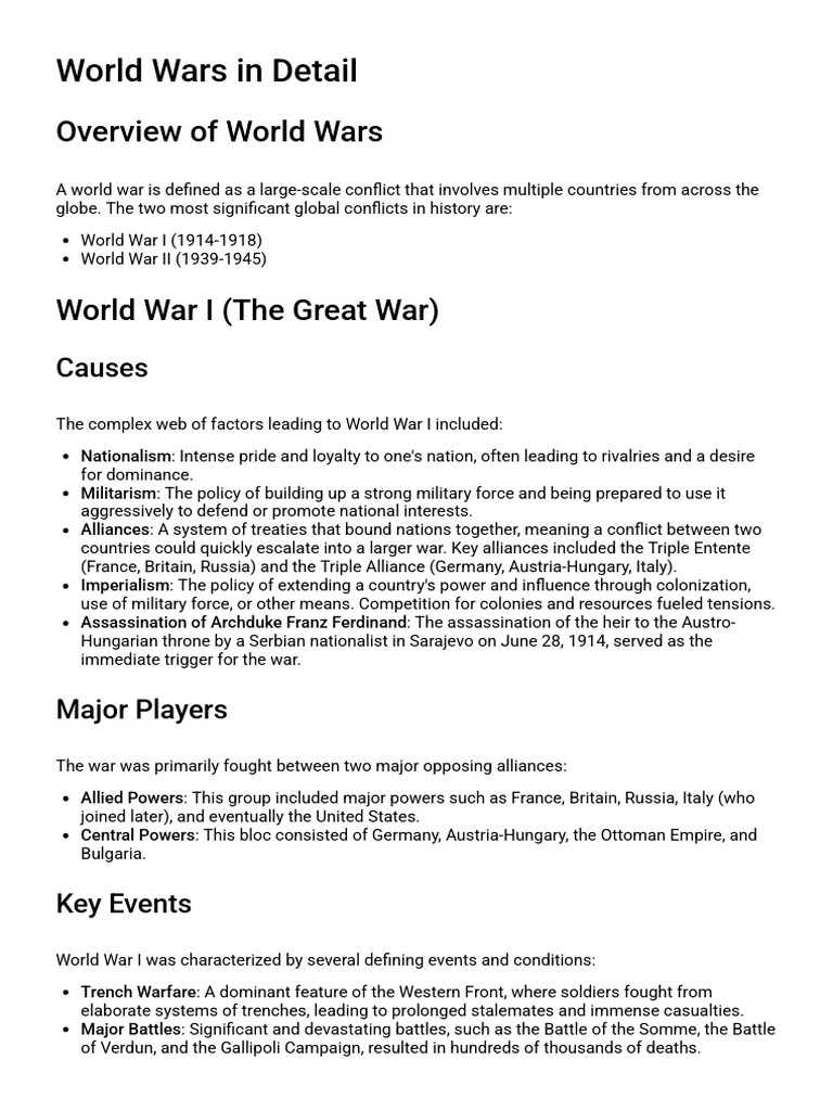 WorldWarinDetail-StudyGuide | PDF | World War I | World War II