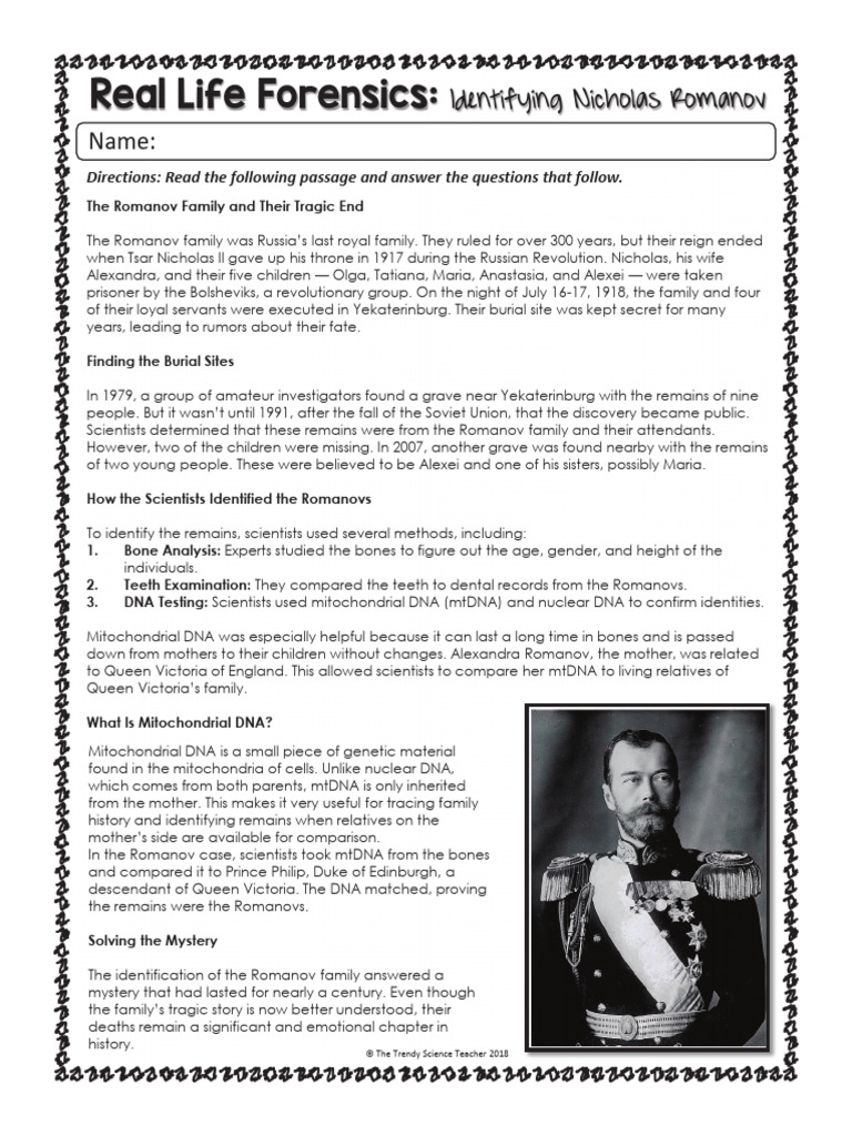 Real Life Forensics Nicholas Romanov | PDF | Mitochondrial Dna | House ...